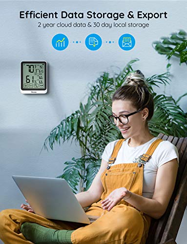 Govee Bluetooth Thermometer Hygrometer with 4.5 Inch Large Backlight LCD Touchscreen, Digital Temperature Humidity Monitor with App Alerts, 2 Years Data Record & Export, for Nursery Room Greenhouse