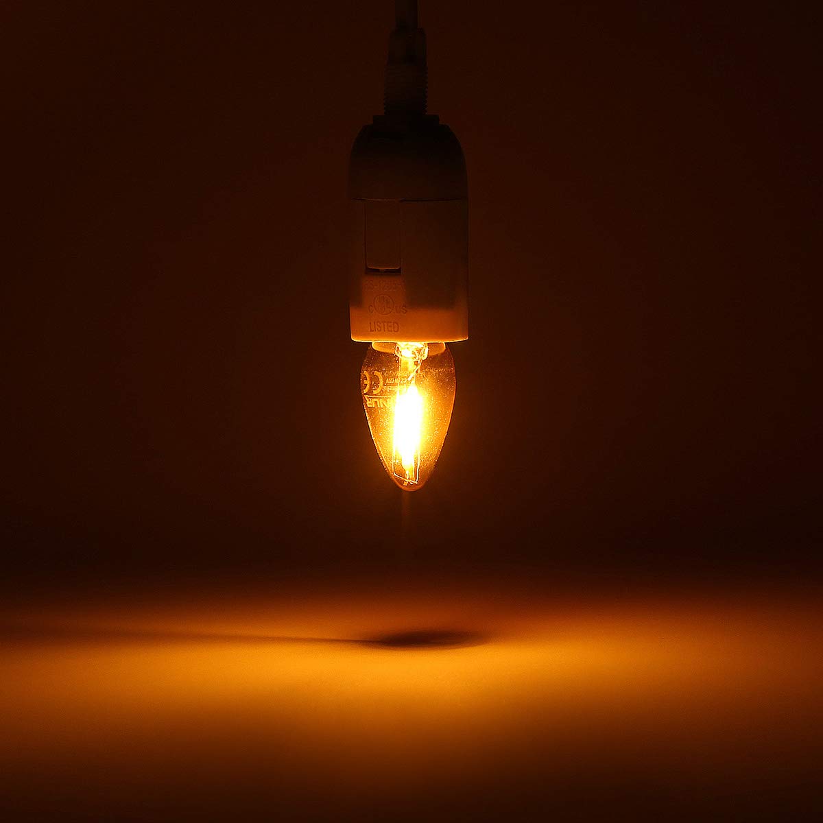 KINUR Night Light Bulbs, C7 LED Bulbs E12 Candelabra Base Amber 2200K, 1 Watt Equivalent 10W Incandescent Bulb, Salt Lamp and Window Candles & Chandeliers Replacement Bulb 6 Pack (6, Amber)