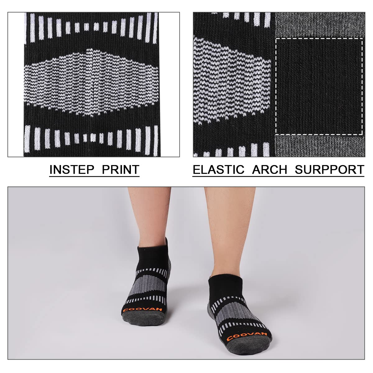 COOVAN 7 Pairs Mens Ankle Socks Athletic Low Cut Running Breathable Cushion Tab Socks