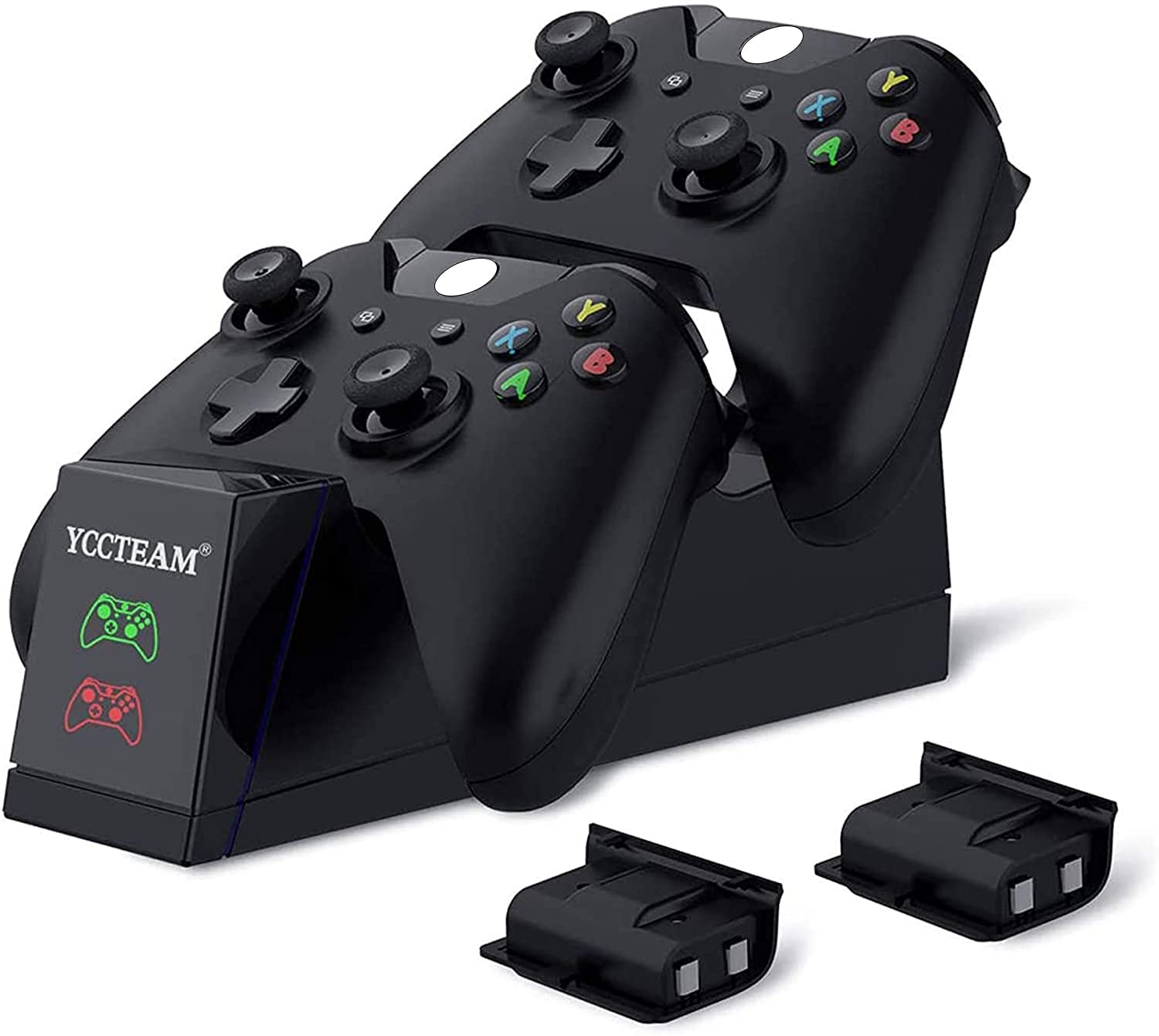 Controller Charger for Xbox One, Xbox One/One X/One S/One Elite Dual Controller Charger, High Speed Charging Station with 2 x 1200mAh Rechargeable Battery Packs (Not Compatible with Xbox Series X/S)