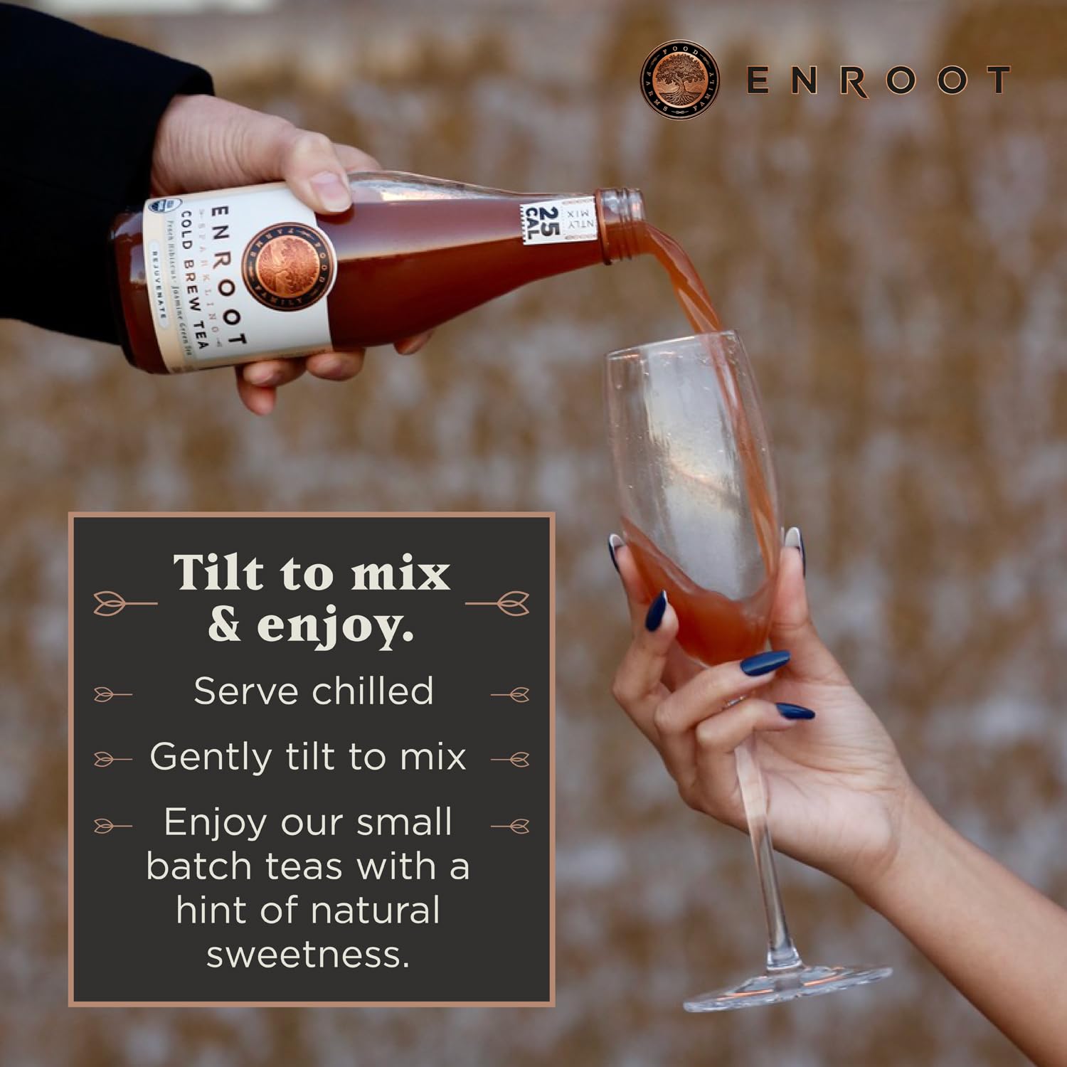 Enroot - Sparkling Cold Brew Tea - 25 Calories - 0 Added Sugar - Organic - Nootropic - Vegan & Gluten-Free - Adaptogen - Kosher - Non-GMO - Non-Alcoholic Beverage - Variety Pack - 12 oz / 6 Pack