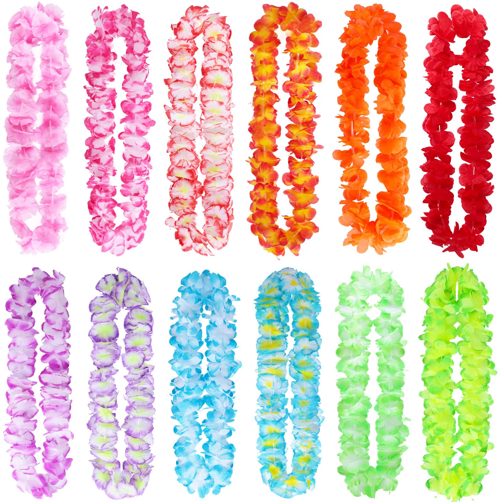 FUTUREPLUSX 12PCS Hawaiian Leis, Tropical Flower Leis Luau Party Decorations for Beach Pool Hawaiian Luaus Party Birthday Aloha