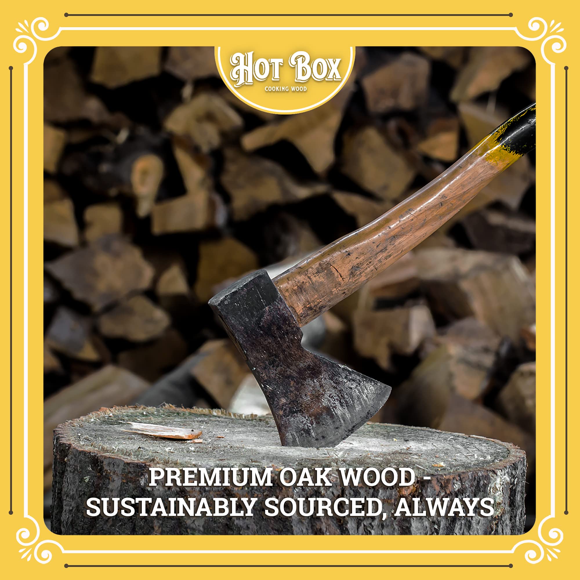HOT BOX Kiln-Dried Oak Cooking Wood - 8 Inch Cut Logs For Portable Wood-Fired Pizza Ovens and Smokers, 1 Box (1300 Cubic Inches)
