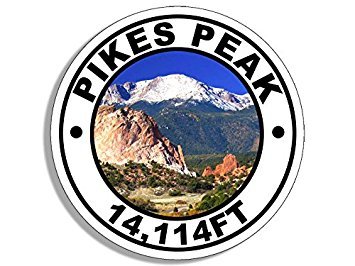 GHaynes Distributing Magnet Round Pikes Peak 14,114 ft Magnet(rv Travel Hike Climb mt co) 4 x 4 inch