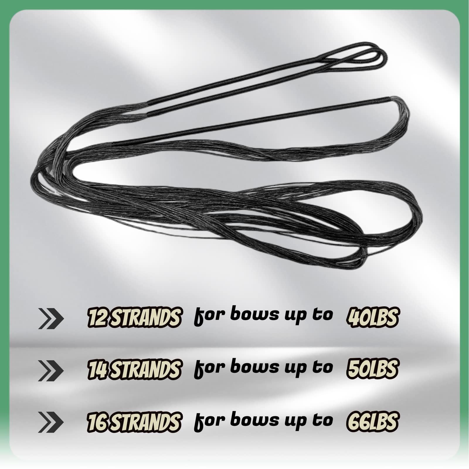 DEERACE Traditional Recurve Bow String, AMO 48"-70" 12,14,16 Strands Dacron Bow String Replacement for Recurve/Long/Horse Bow (AMO 60β (Actual Length 56β), 12 Strands (Recommended for up to 40 lbs))