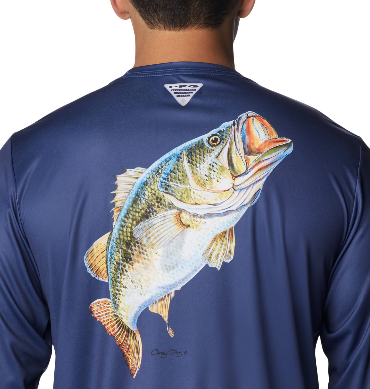 Columbia Men's Terminal Tackle PFG Carey Chen Long Sleeve, Carbon/Bass, X-Large