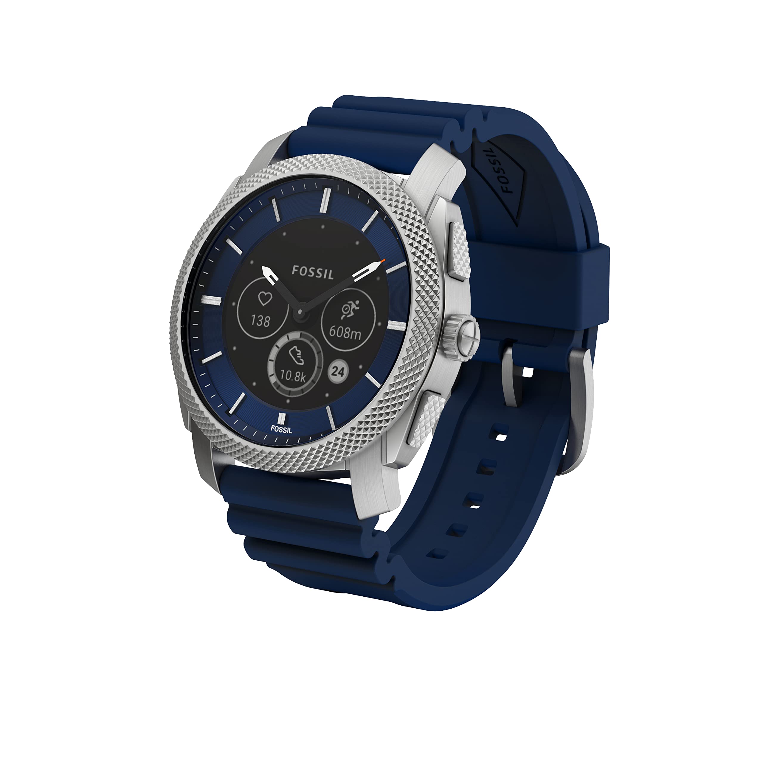 Fossil Men's Machine Gen 6 Hybrid 45mm Stainless Steel Mesh Smart Watch, Color: Black (Model: FTW7062)