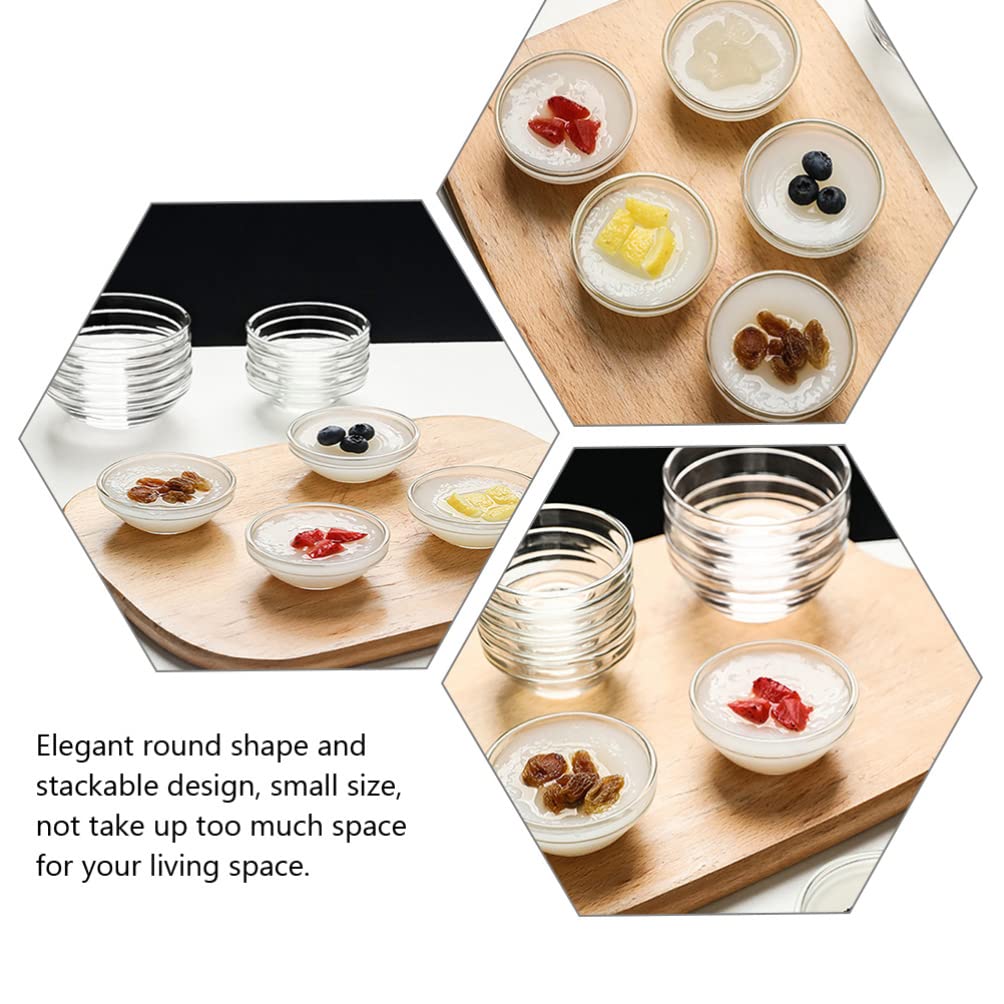 DOITOOL Stackable Clear Bowl Set of 10 Glass Bowls, Mini Prep Bowls Stackable Glass Serving Bowls for Kitchen Prep, Dessert, Dips, Salad, Candy Dishes, 2.4 x 1.1 Inch Small Glass Bowls