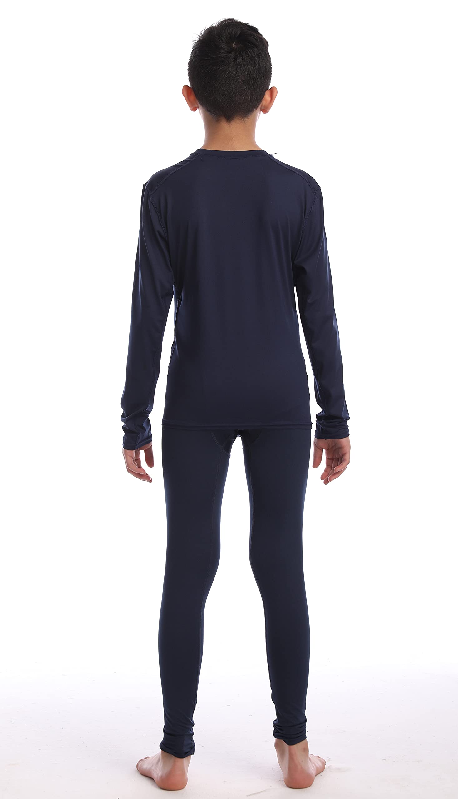 CVVTEE Boys Athletic Base Layer Compression Underwear Set 2pcs Thermal Long John for Kids (Navy, 10)