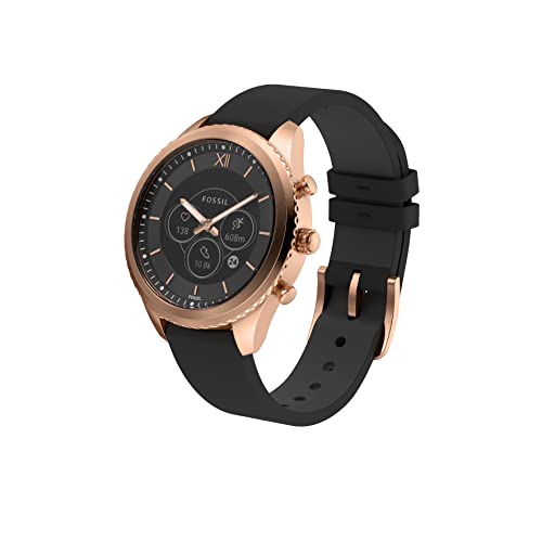 Fossil Women's Stella Gen 6 Hybrid 40mm Stainless Steel and Silicone Smart Watch, Color: Rose Gold/Black (Model: FTW7064)