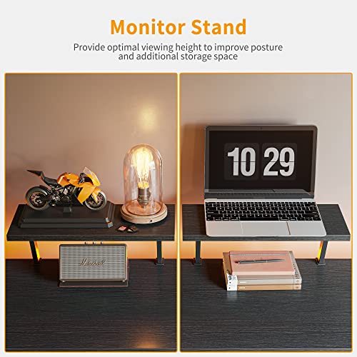 Cubiker 59.1" L-Shaped Gaming Desk, Home Office Computer Desk with Monitor Stand, Walnut