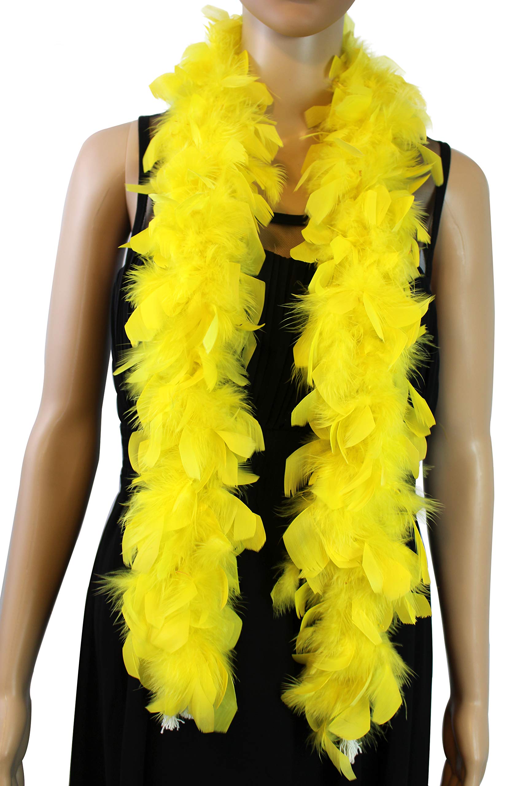 Over 10 Color 25 Gram, 4 Feet Long Chandelle Feather Boa,Kids Feather Boa, Great for Party, Wedding, Halloween Costume, Christmas Tree, Decoration (Yellow)
