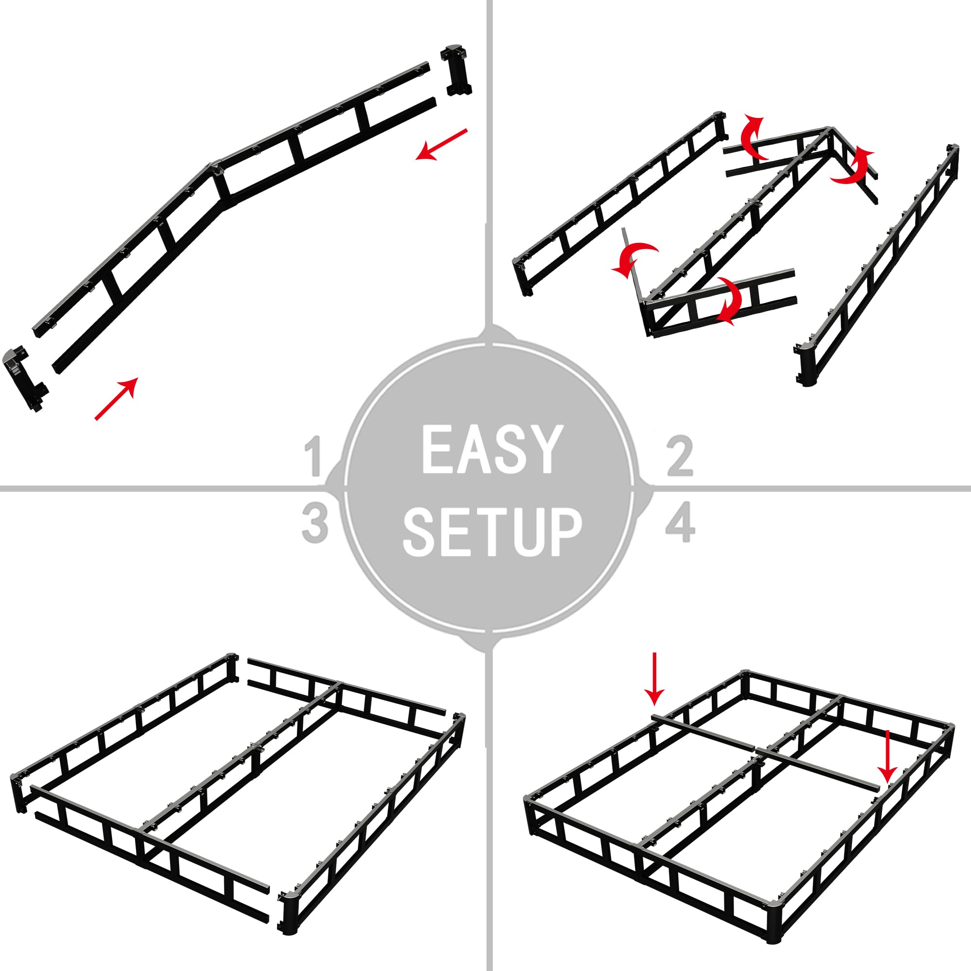 HOBINCHE Full Box Spring 3 Inch, Low Profile Box Spring for Full Bed, Heavy Duty Mattress Foundation,Metal Bed Base with Fabric Cover/Non-Slip/Easy Assembly