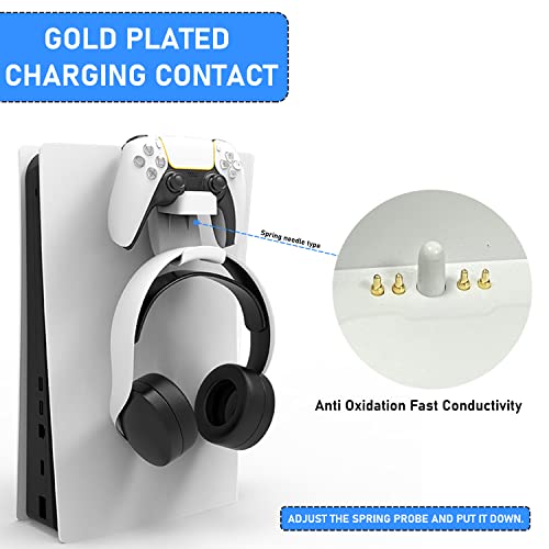 Depointer Life Controller Charger Holder, Game Controller & Headset Stand for PS5,Controller Suspended Charging Stand,Host suspension bracket, Portable controller earphone storage rack