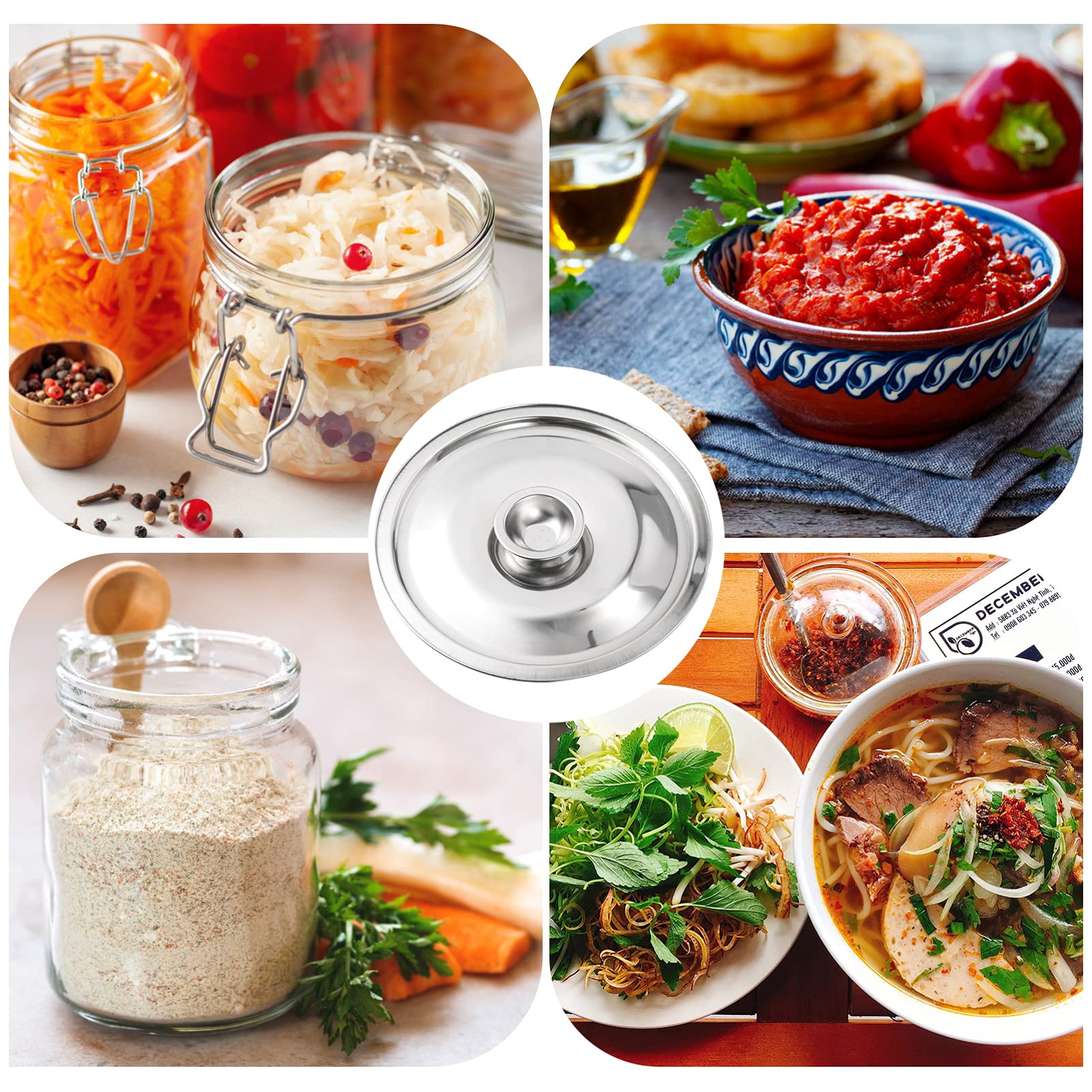 DOITOOL Stainless Steel Cover Bowl- 6.3in Small Universal Lid for Pots- Reusable Mini Pan Lid Bowl Covers with Handle for Pot and Pans