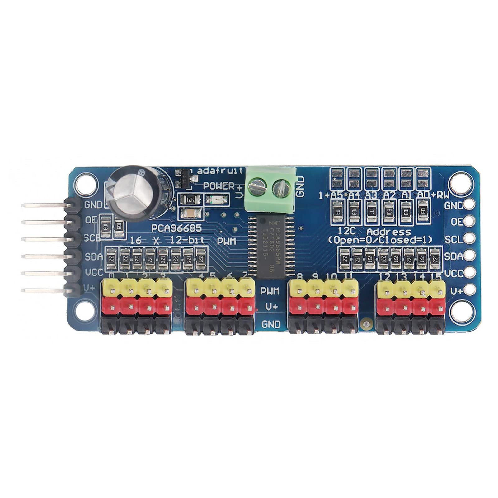 DiGiYes PCA9685 16 Channel PWM Servo Motor Driver 12-Bit IIC Module for Arduino Robot or Raspberry pi