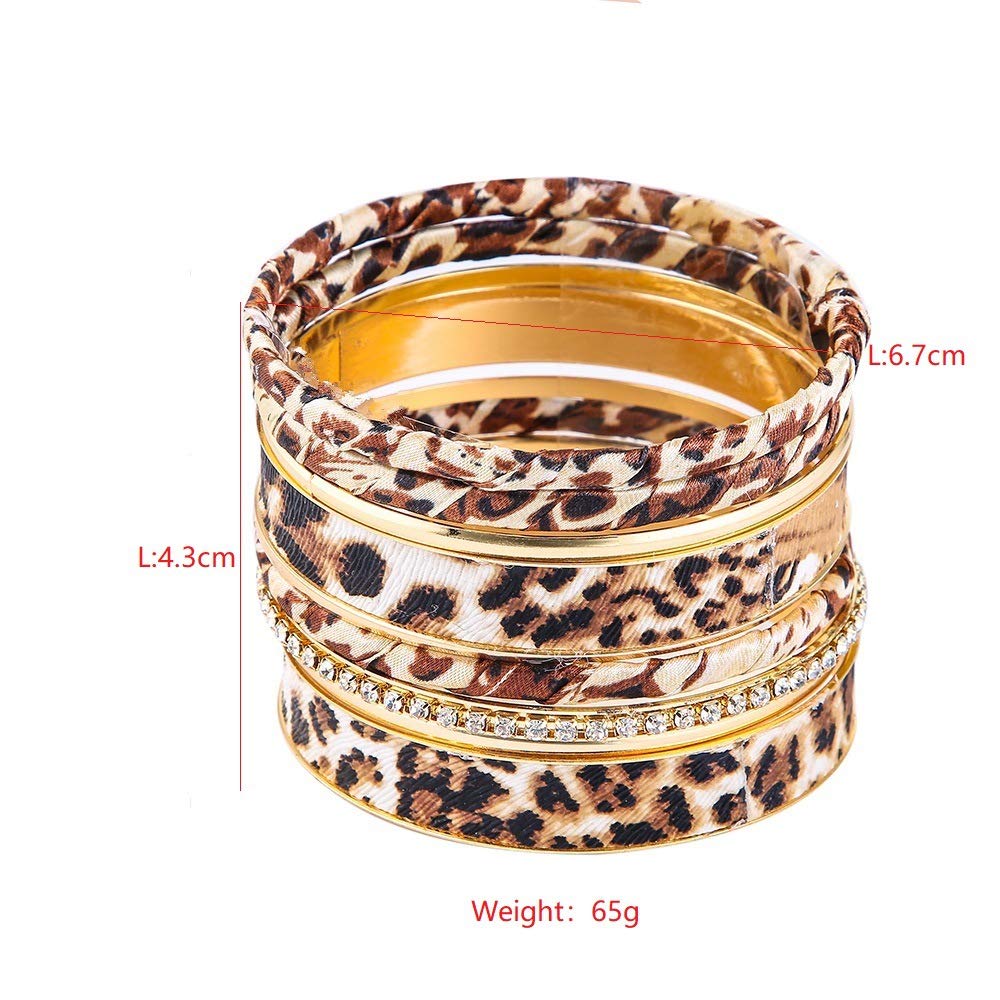 COLORFUL BLING 8-12Pcs Mottled Leopard Bangle Bracelet Set Stackable for Women Indian Multilayer Punk Gold Tone Wrapped Cuff Bracelets Wristband Statement Jewelry-white resin