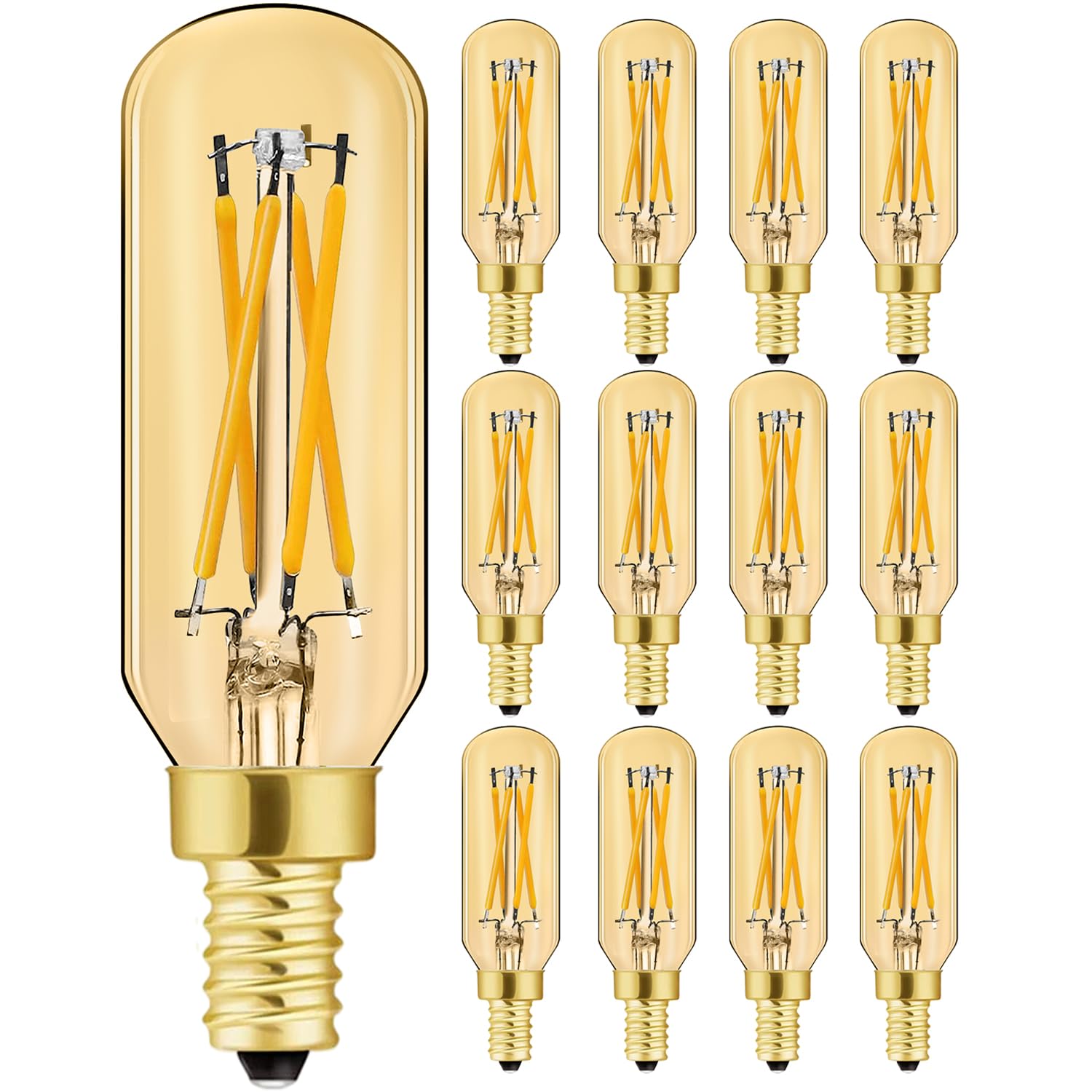 Leools E12 LED Bulb,40 watt Equivalent Candelabra Dimmable Chandelier Light Bulbs 4W 2700K Warm White 400lm T6 E12 LED Edison Filament Vintage Candle Bulb with Decorative,Amber Glass,3.7inch,12-Pack