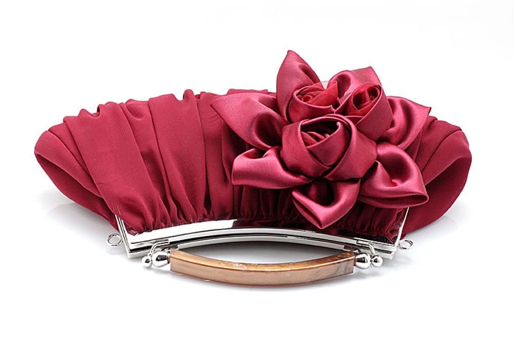 Snowskite Women's Luxury Flower Evening Bag Bridesmaid Wedding Party Clutch Purse Burgundy
