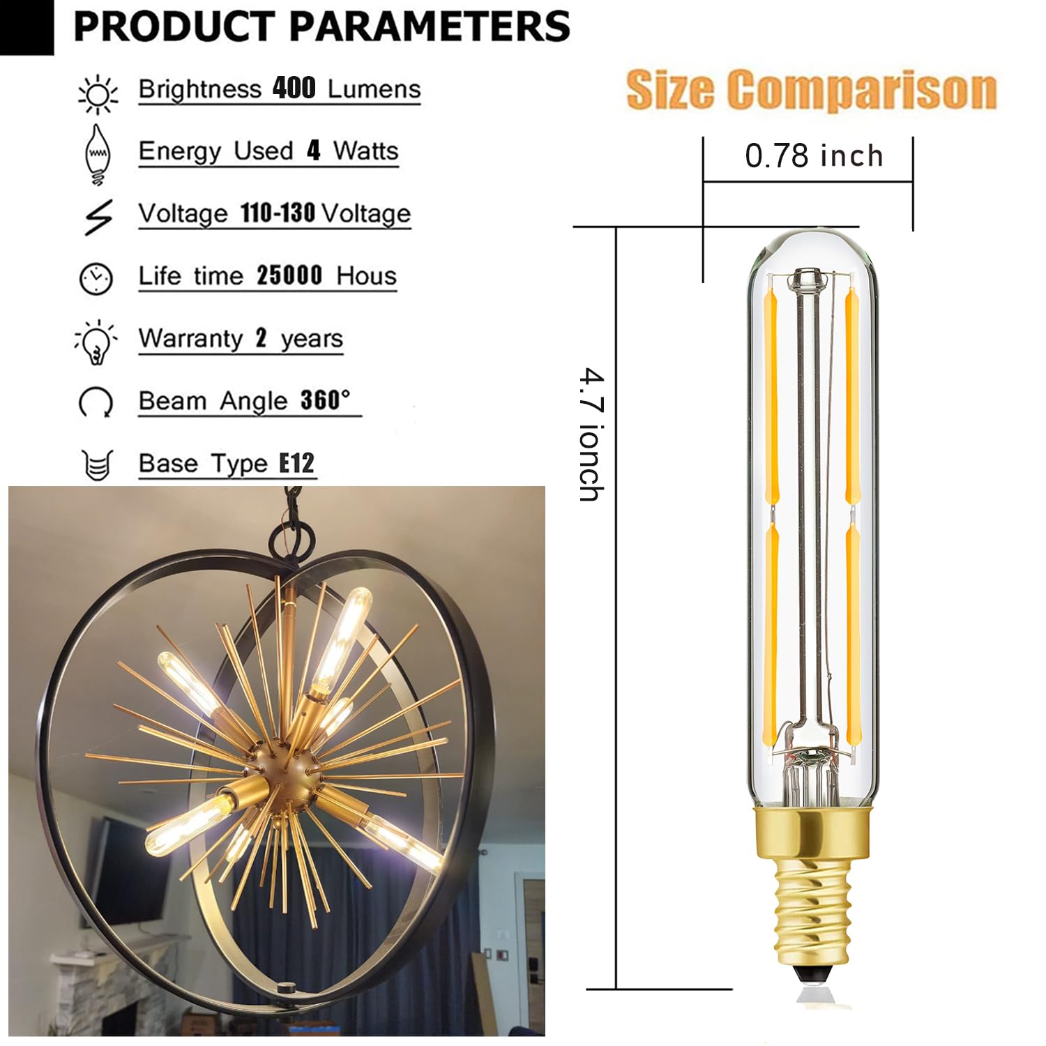 Leools LED Bulb Dimmable 6W Equal Soft White 3000K T6 T6.5 E12 Candelabra Bulb 60 watt for Chandeliers,Ceiling Fan,Pendant,Wall sconces AC120V 600LM e12 Light Bulb 6Pack