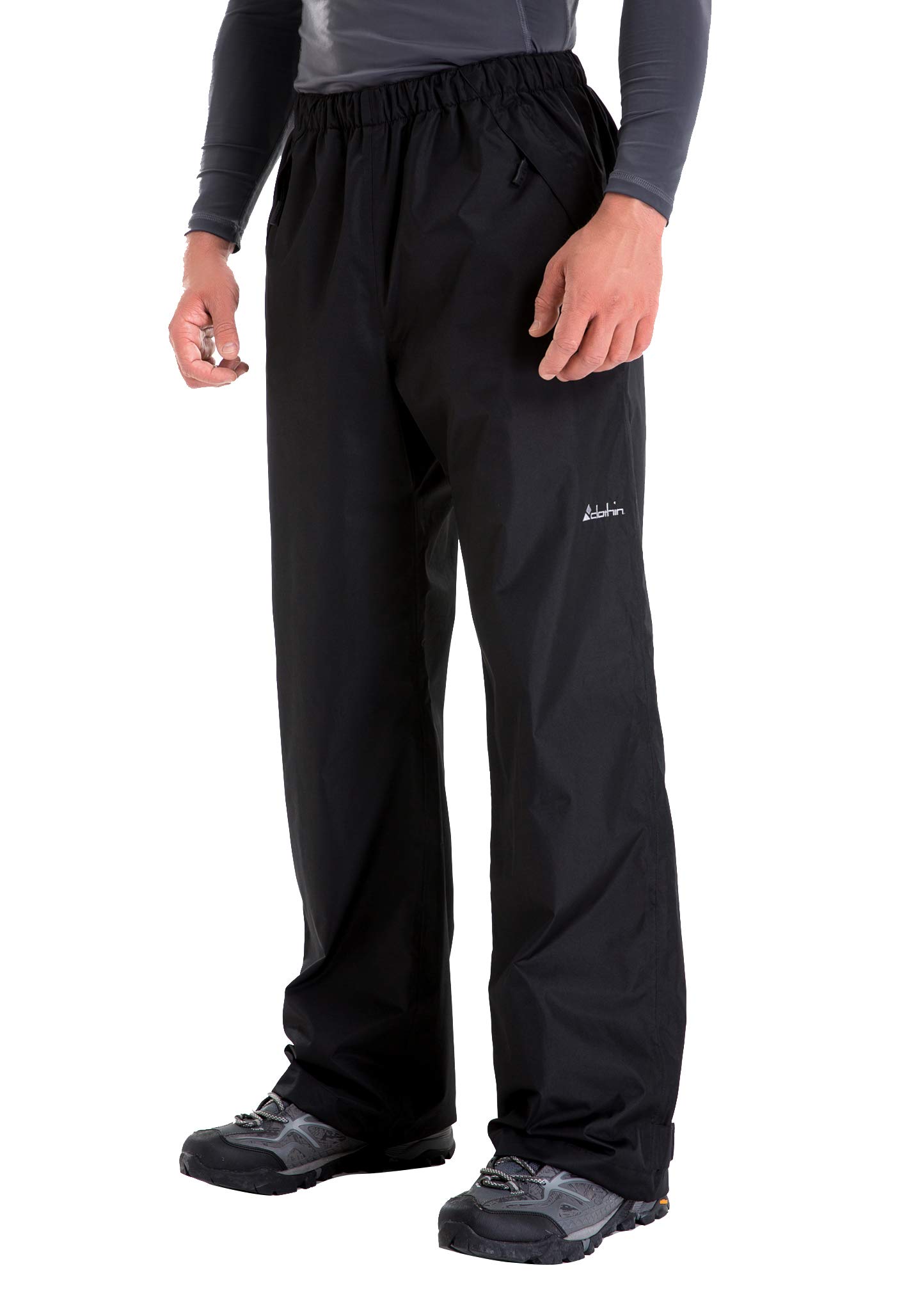 clothin Men's Waterproof Rain Pants Elastic Waist Drawstring Insulated Ski Pants with Zipper Pockets( Blue,XL)