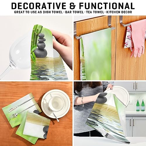 Kigai 1 Pack Zen Basalt Rocks Kitchen Towels Highly Absorbent, Super Soft Dishcloths 18 x 28 Inches Reusable Quick Drying Tea Towels Set for Home,Kitchen Decor