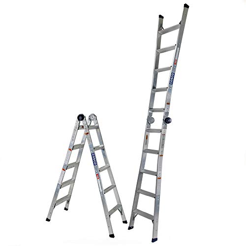 COSCO 2-in-1 Step and Extension Ladder, Tall Reach, Aluminum