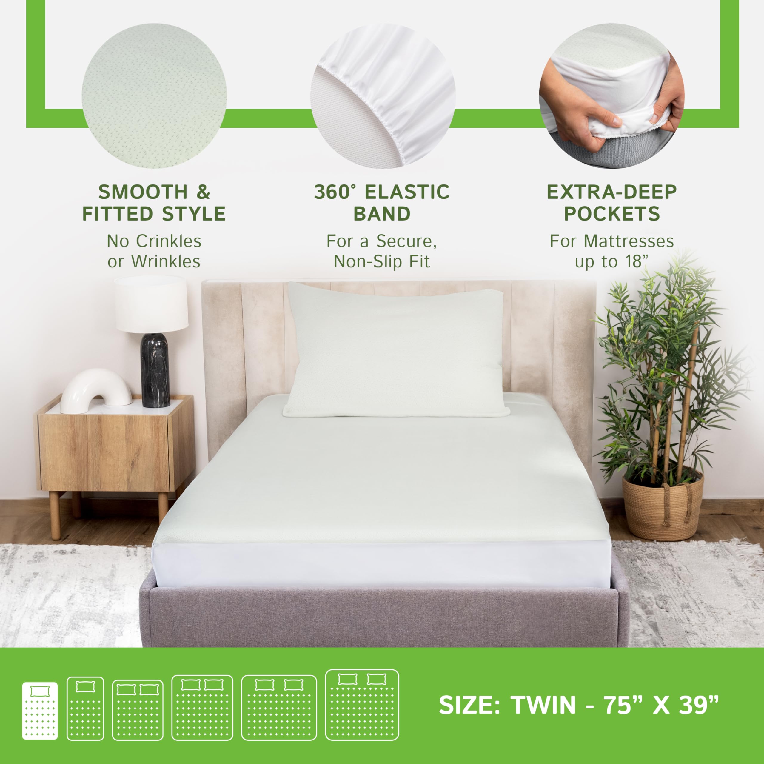Four Seasons Waterproof Mattress Protector - Fitted Sheet Mattress Cover Cooling Premium Quality Ultra Soft Pad