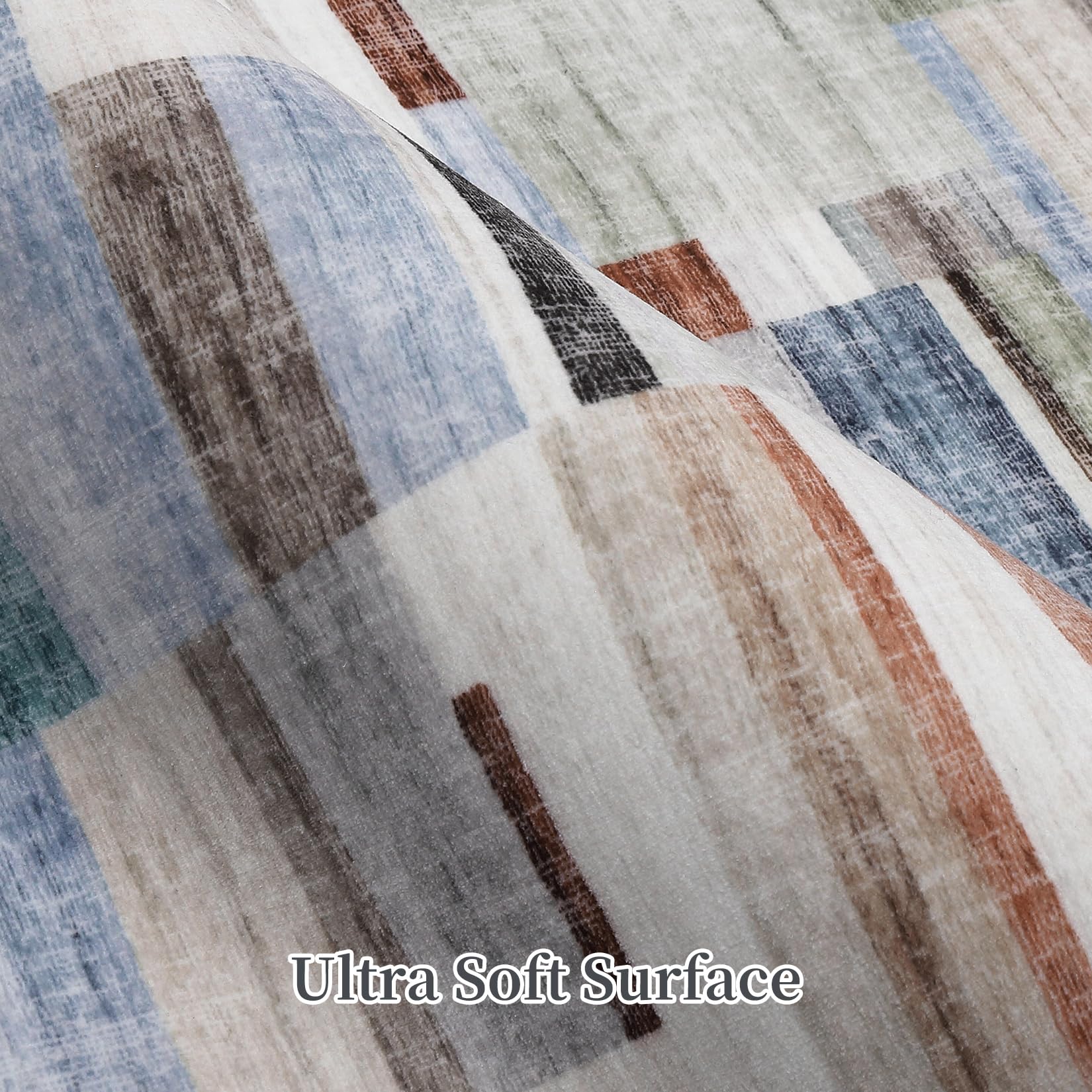 GlowSol Washable Rug Modern Area Rugs 9x12 Living Room Abstract Geometric Bedroom Rug Multi Rug Carpet Large Area Rug for Office Non Slip Throw Rugs for Dining Room Classroom Multi 9'x12'