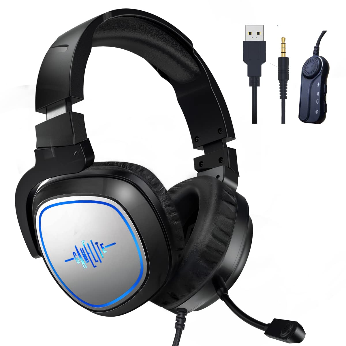 GAMELITE Wireless Gaming Headset Headphones with Microphone for Nintendo Switch PS5 PS4 PC Up to 40Hrs 2.4G Wireless Bluetooth RGB Gaming Headsets Over Ear Noise Canceling Mic Wired Mode for Xbox