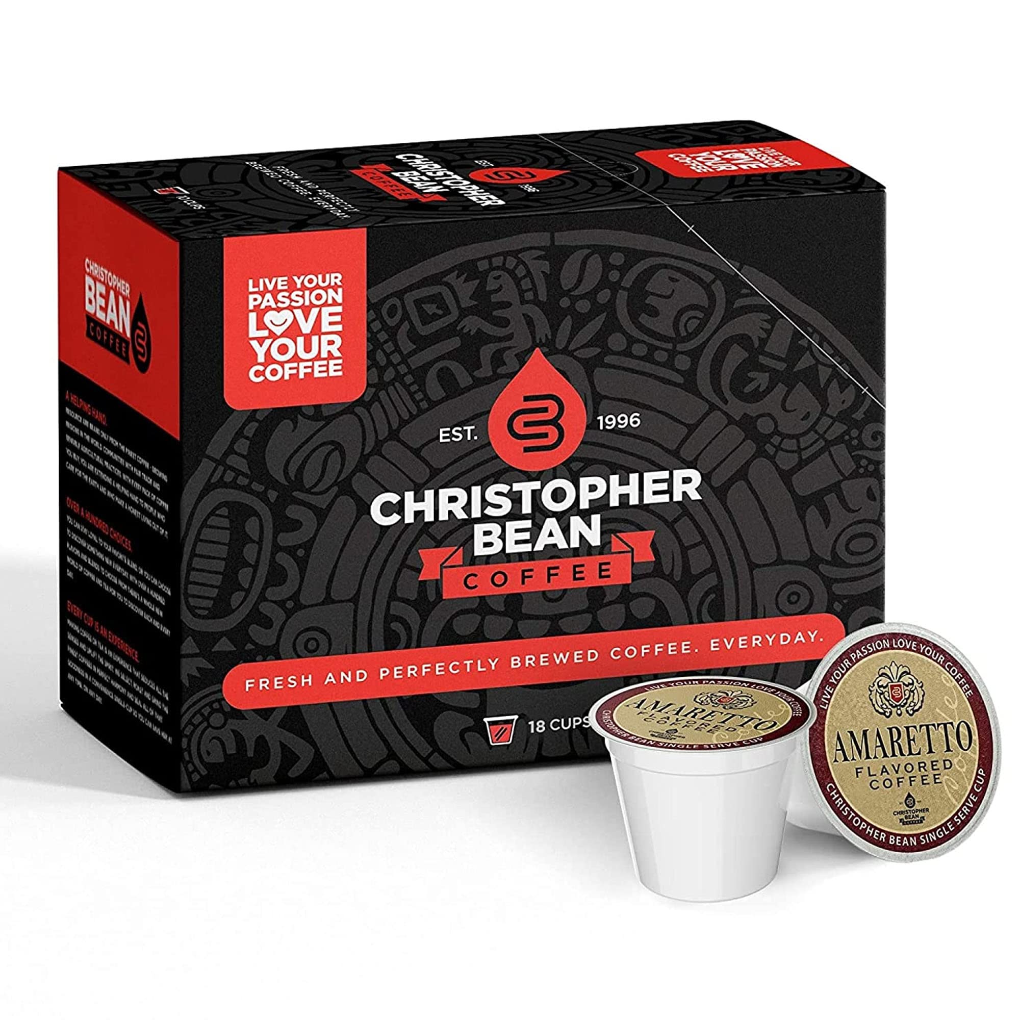 Chocolate Decadence Single Coffee Cup, (Regular) 100% Recyclable Single Serve Flavored Pod, 100% Arabica, No Sugar, No Fats, Non-GMO, 18 Cups of Regular Coffee Per Box – Christopher Bean