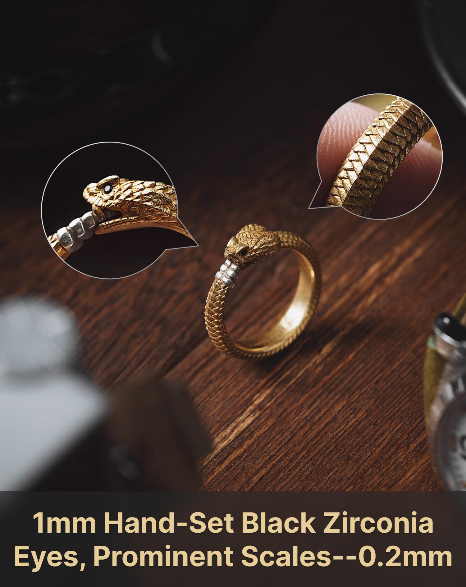 COPPERTIST.WU Ouroboros Ring Brass Snake Serpent Rings Aesthetic Jewelry Gift for Men Women (10.5)