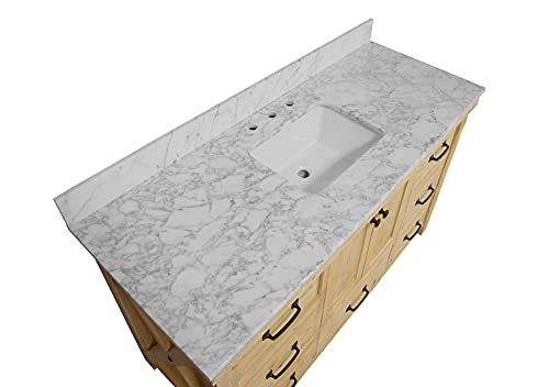 Kitchen Bath Collection Tuscany 60-inch Single Bathroom Vanity (Carrara/Driftwood): Includes Driftwood Cabinet with Authentic Italian Carrara Marble Countertop and White Ceramic Sink