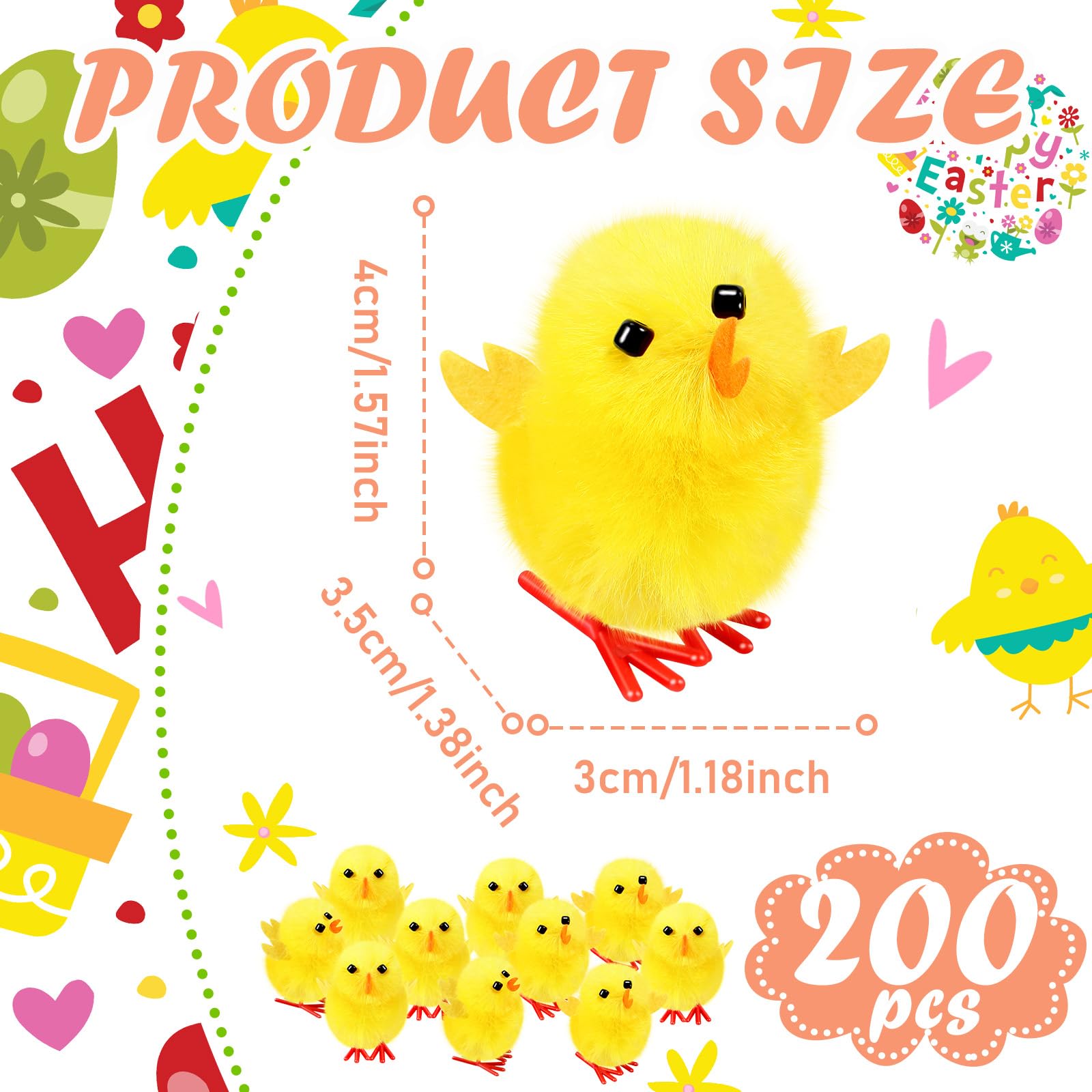 Deekin 100 Pcs Easter Realistic Plush Little Chick Figurine Bulk Fluffy Mini Baby Chicks Fuzzy Easter Chicks Decor for Boys Girls Toy Easter Party Table Decorations Favors, 1.57 Inch