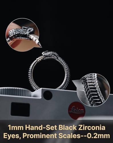COPPERTIST.WU Ouroboros Ring 925 Sterling Silver Snake Serpent Rings Aesthetic Halloween Jewelry Gift for Women Men (9)