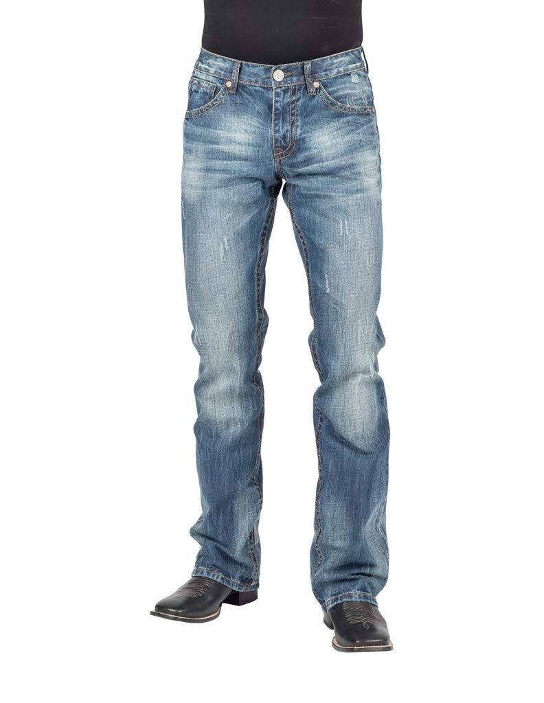 Stetson Men's 1014Rocker Fit Bootcut Jeans Blue 34W x 36L