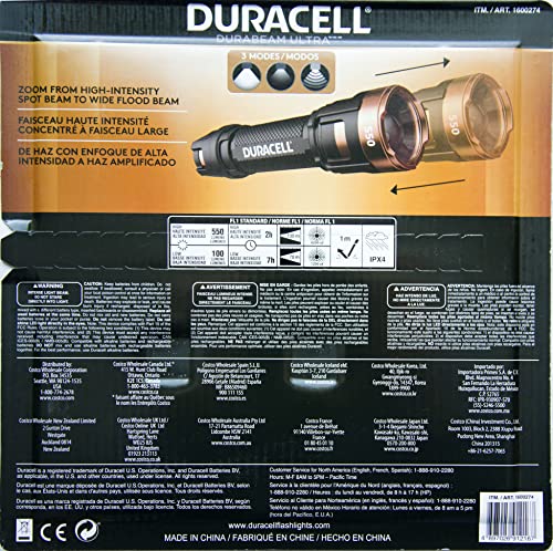 Duracell Ultra 550 Lumens Aluminum Flashlight 12 AAA Batteries Included (3 Pack)