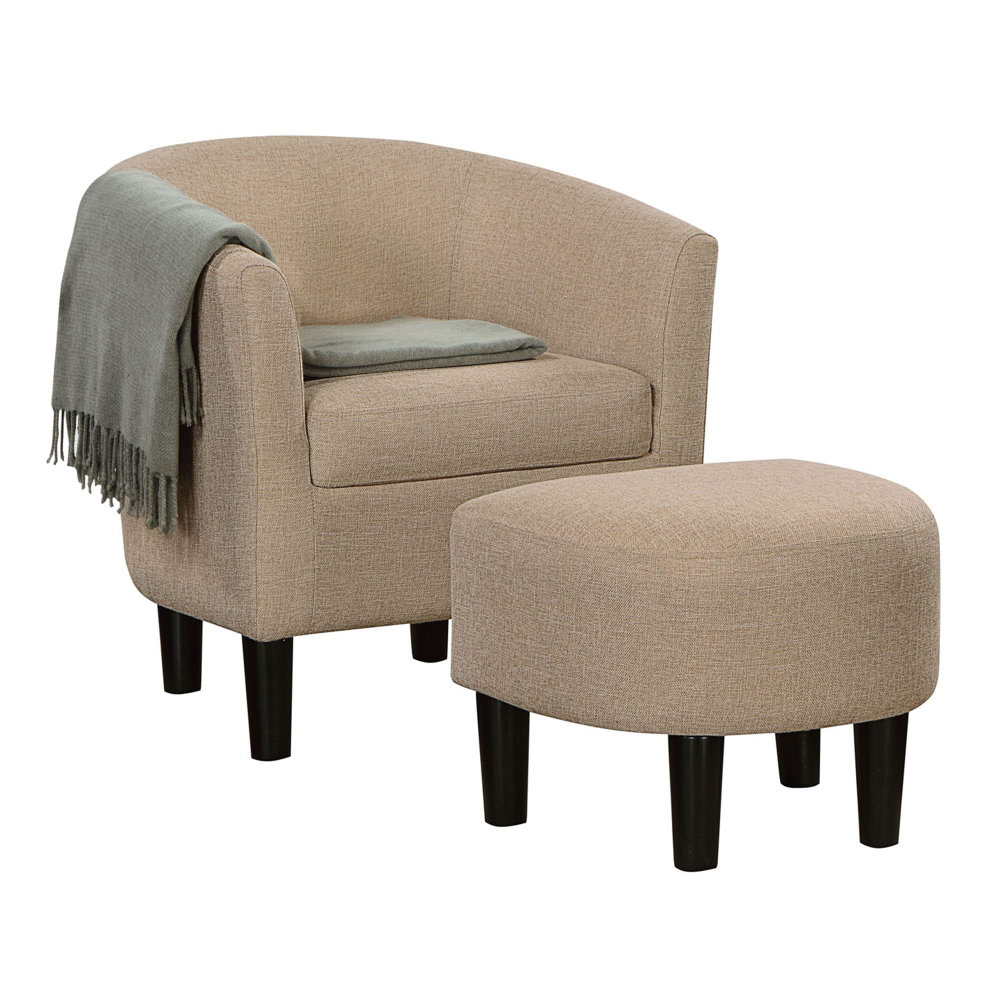 Convenience Concepts Take a Seat Churchill Accent Chair with Ottoman, Tan Fabric