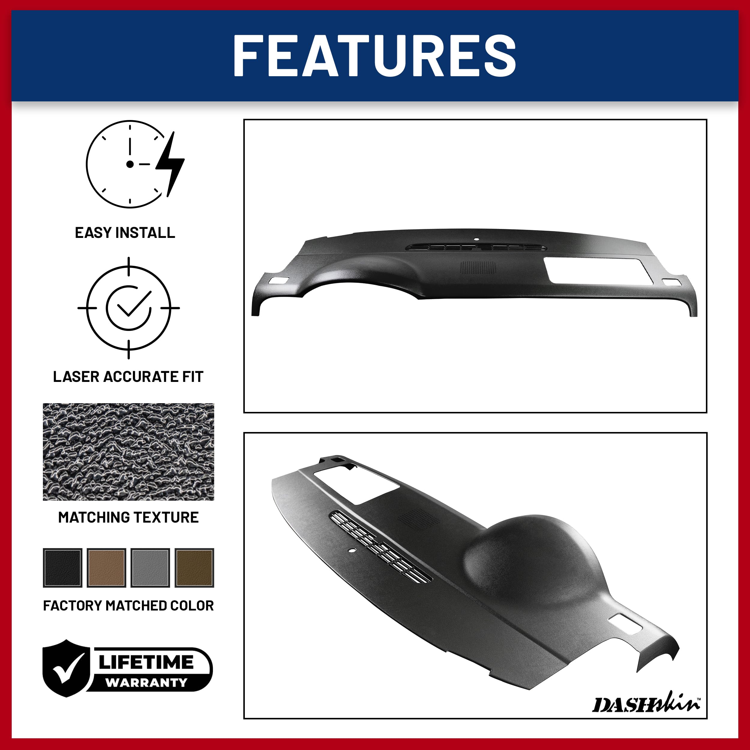 DashSkin Dash Cover Cap Compatible with 2007-2014 Tahoe Suburban Yukon Avalanche - Easy Cracked Dash Fix - w/Dash Speaker in Black (Single Glovebox Silverado/Sierra ONLY)