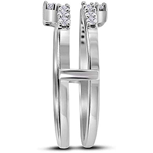 Fascinate Jewels 0.50Ct Round Cut White Diamond 14K White Gold Over 925 Sterling Silver Diamond Wedding Band Wrap Ring Guard Enhancer for Women
