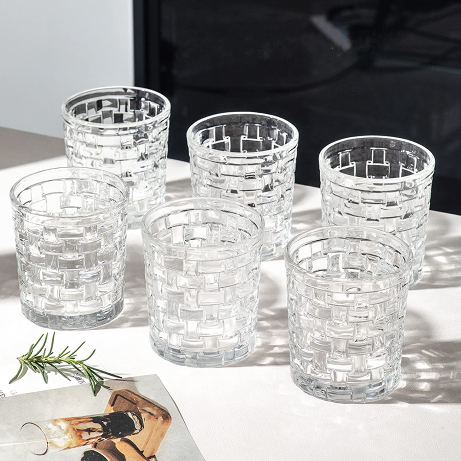 Dicunoy 6 Pack Juice Drinking Glasses, 8 oz Water Glasses with Heavy Base, Crystal Small Beverage Cups for Soda, Water, Milk, Whisky, Beer, Cocktail