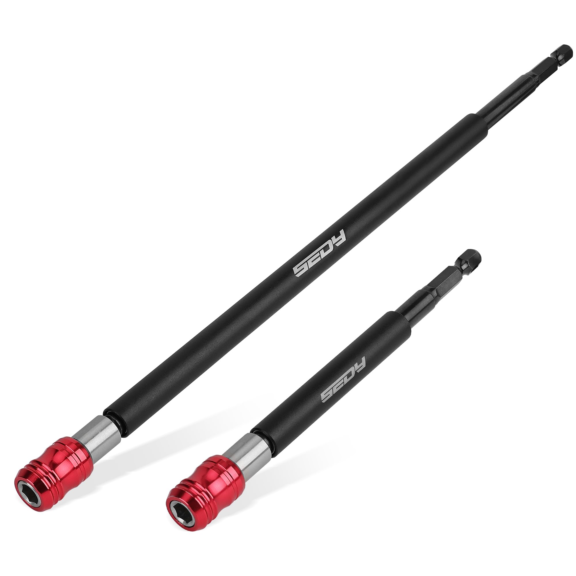Magnetic Screwdriver Bit Holder Set: 2-Piece 1/4 Inch Hex Shank Quick Release Extension Adapter | Super Straight Durable CR-V Steel | Universal Fit for Impact Driver Bits | 6", 12" Long