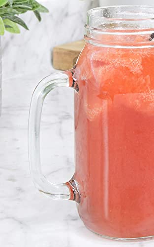 Darware Mason Jar Mugs with Handles (24oz, Clear, 4-Pack); Glass Drinking Glasses for Cold Beverages, Decoration, Storage, Party Favors, Cocktails, Floats