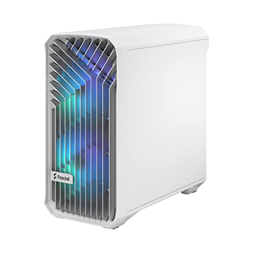 Fractal Design Torrent Compact RGB White - Clear Tint Tempered Glass Side Panel - Open Grille for Maximum air Intake - Two 180mm RGB PWM Fans Included - Type C - ATX Airflow Mid Tower PC Gaming Case