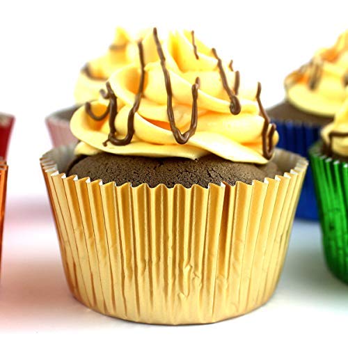 Eoonfirst Gold Foil Metallic Cupcake Case Liners Wrappers Baking Muffin Paper Cups 198 Pcs