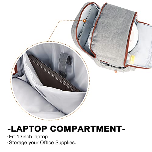 MOMIGO Breast Pump Backpack - Cooler and Moistureproof Bag Double Layer for Mother Outdoor Working Backpack with 13 Inch Laptop Compartment Fit Most Breast Pumps(Brown)