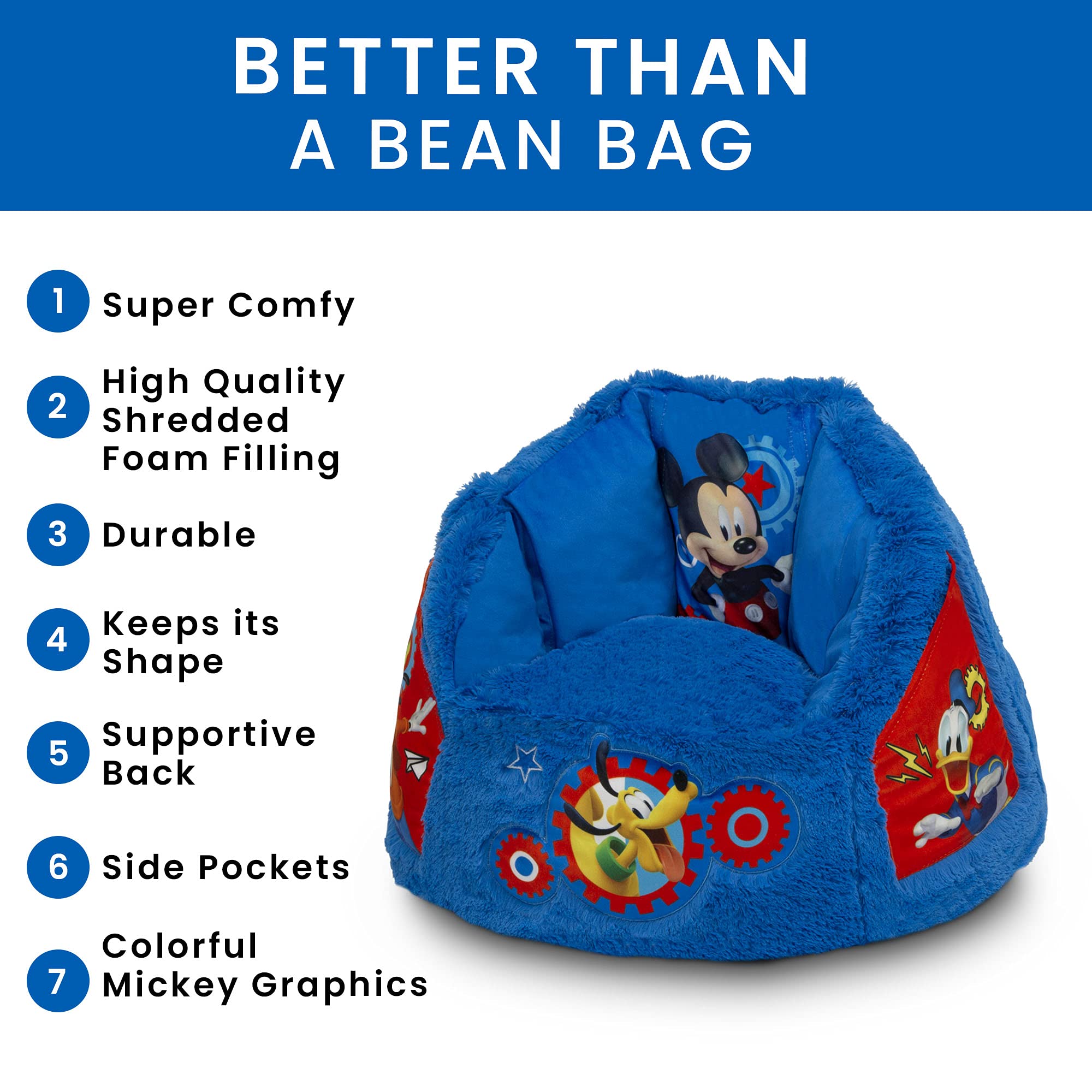Delta Children Disney Mickey Mouse Cozee Fluffy Chair, Toddler Size (for Kids Up to 6 Years Old)