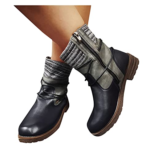FASDNENDYS Ankle Boots The Boots Ancients Leather Women's Fahsion to Shoes Short Women's Boots for Horses Black
