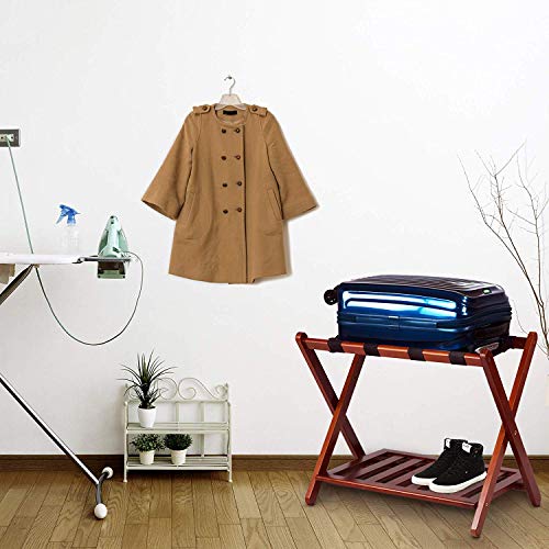 MISC Walnut Brown Hotel Luggage Rack for Guest Room Folding Suitcase Rack Collapsible Carry On Holder Bedroom, Sturdy Wooden