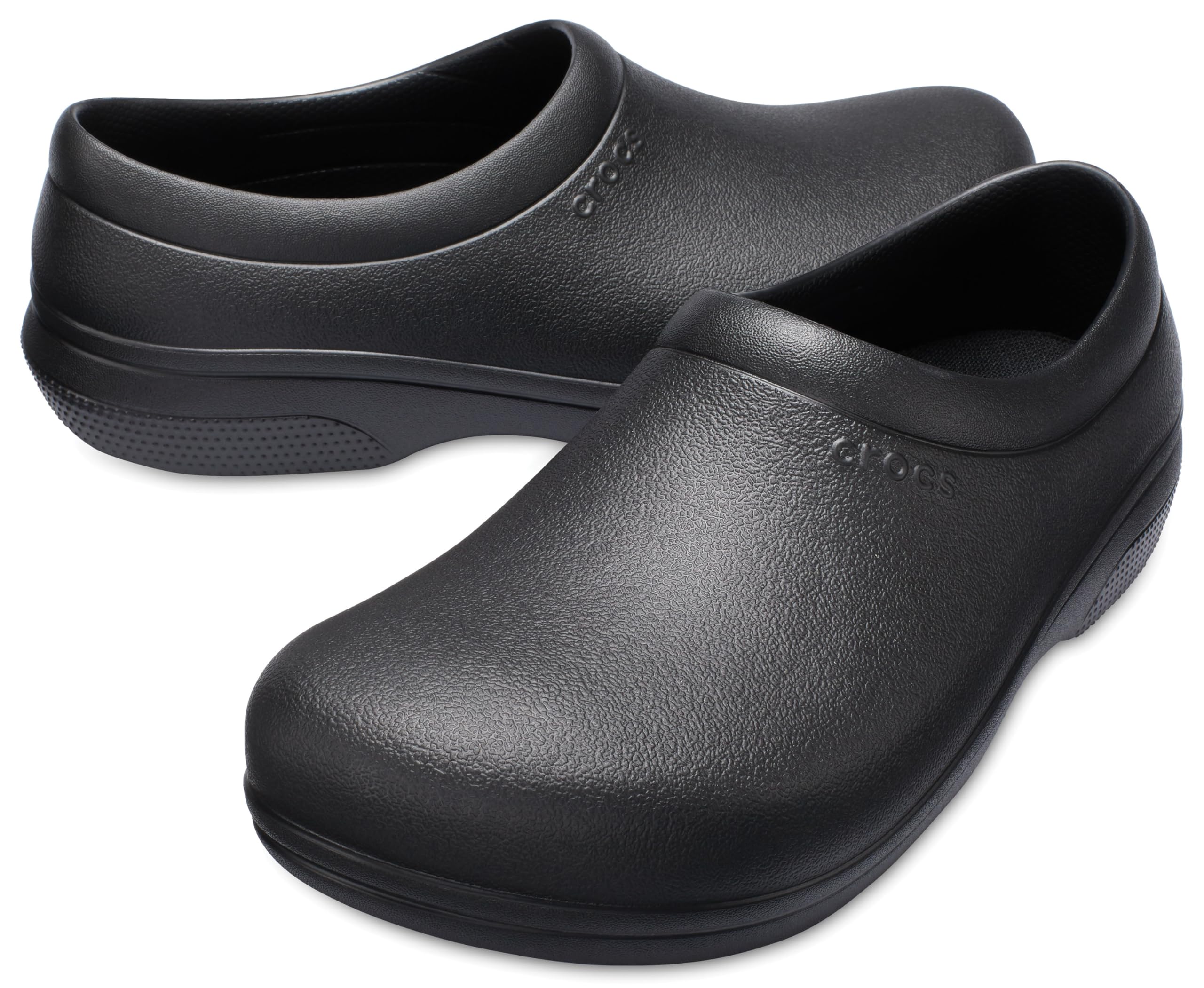 Crocs Unisex Men's and Women's On The Clock Clog | Slip Resistant Work Shoes, Black, 11 US Men/ 13 US Women